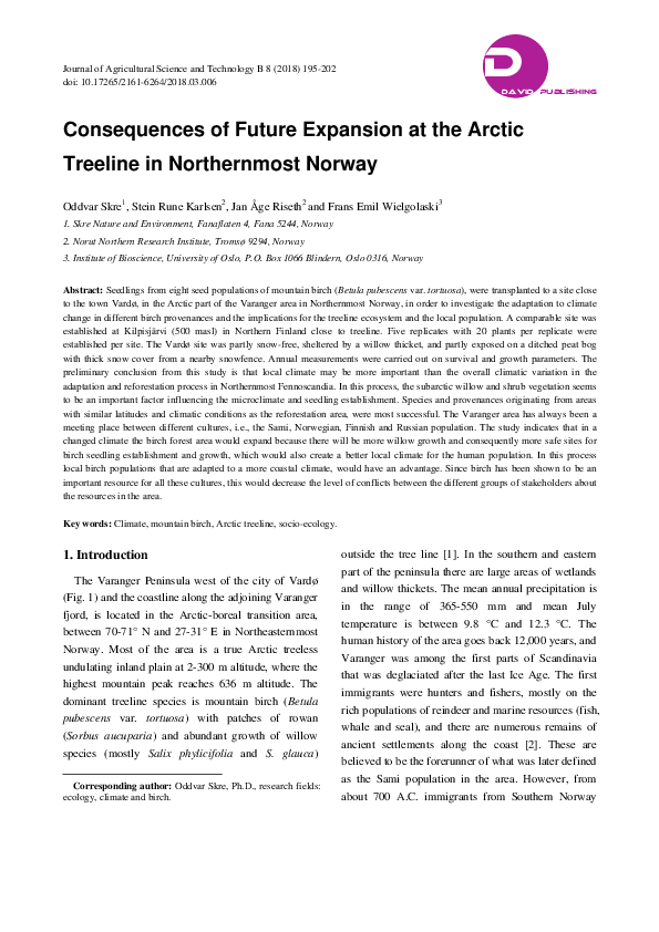 (PDF) Consequences of Future Expansion at the Arctic Treeline in ...