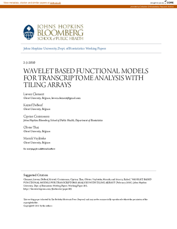 (PDF) Wavelet Based Functional Models for Transcriptome Analysis with ... (PDF) Wavelet Based Functional Models for Transcriptome Analysis with ...