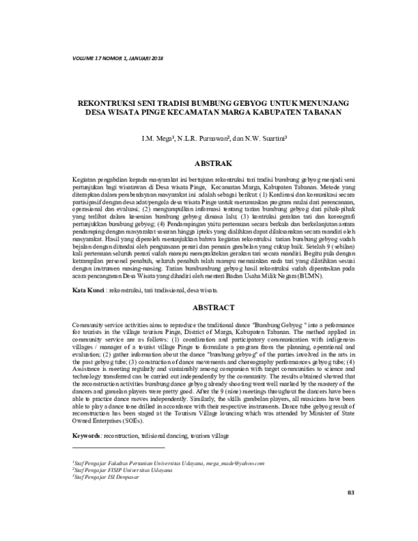 (PDF) Rekontruksi Seni Tradisi Bumbung Gebyog Untuk Menunjang Desa ...