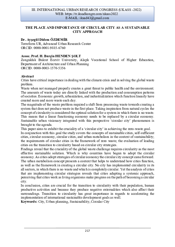 (PDF) THE PLACE AND IMPORTANCE OF CIRCULAR CITY AS A SUSTAINABLE CITY ...