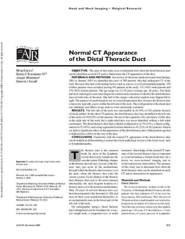 (PDF) Normal CT Appearance of the Distal Thoracic Duct