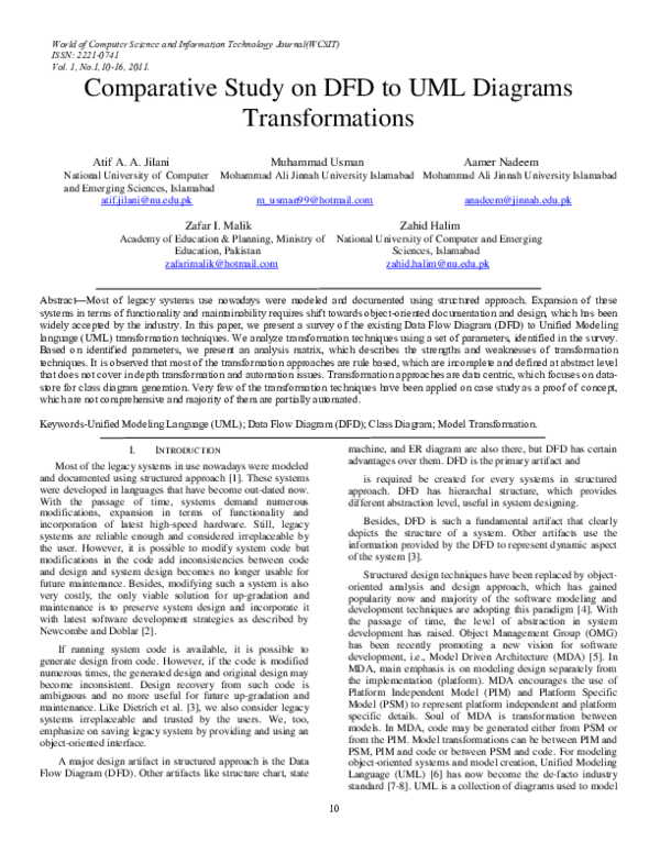 (PDF) Comparative Study on DFD to UML Diagrams Transformations