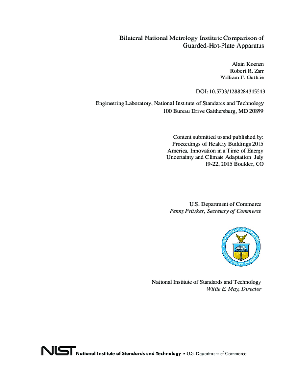 (PDF) Bilateral NMI Comparison of Guarded-Hot-Plate Apparatus | NIST