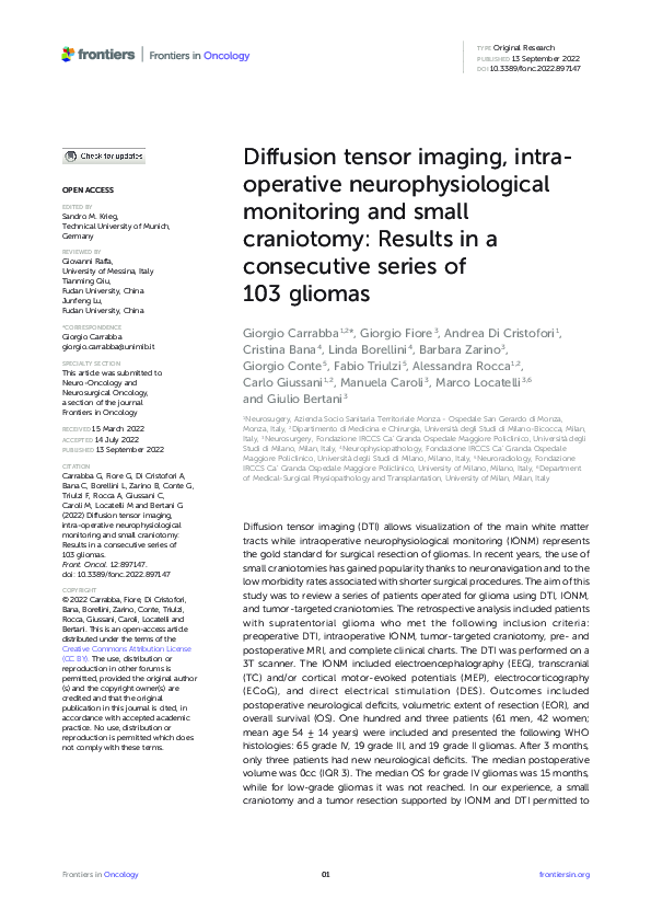 (PDF) Diffusion tensor imaging, intra-operative neurophysiological ...