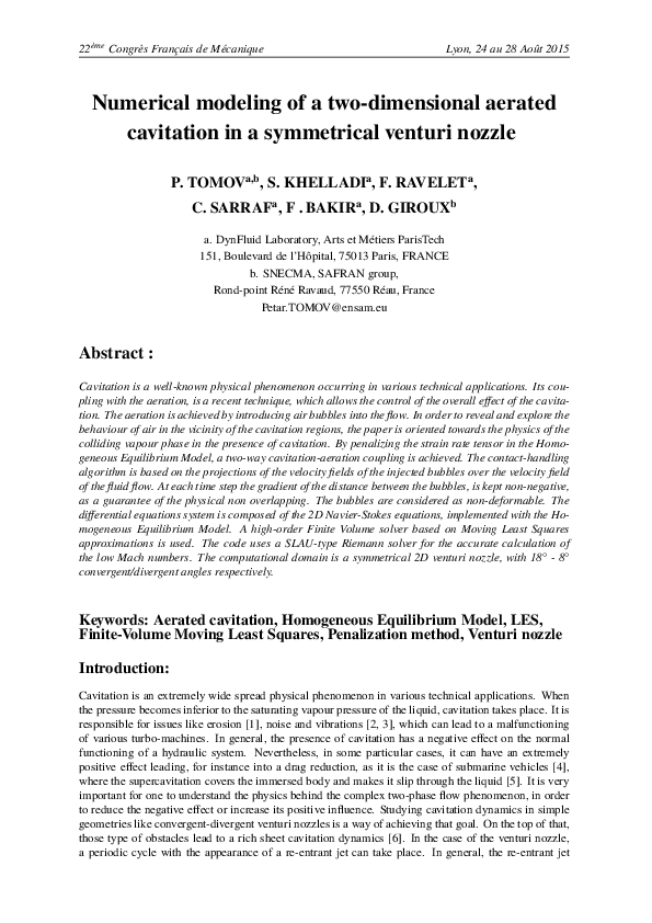 (PDF) Numerical modeling of a two-dimensional aerated cavitation in a ...