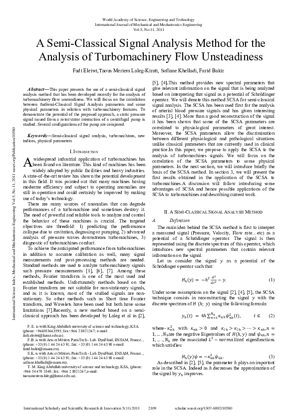(PDF) A Semi-Classical Signal Analysis Method For The Analysis Of ...