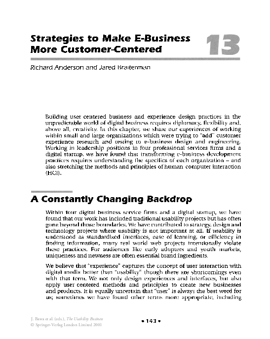 (PDF) Strategies to Make E-Business More Customer-Centered