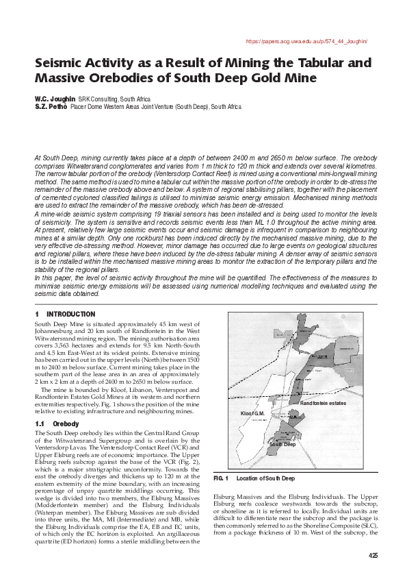 (PDF) Seismic Activity as a Result of Mining the Tabular and Massive ...