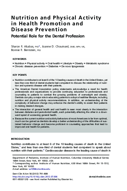 (PDF) Nutrition and Physical Activity in Health Promotion and Disease ...