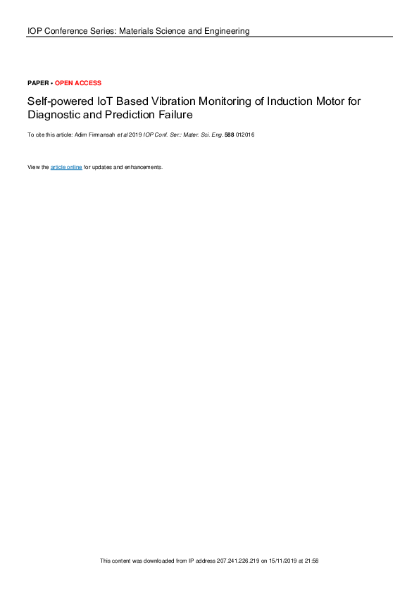 Pdf Self Powered Iot Based Vibration Monitoring Of Induction Motor