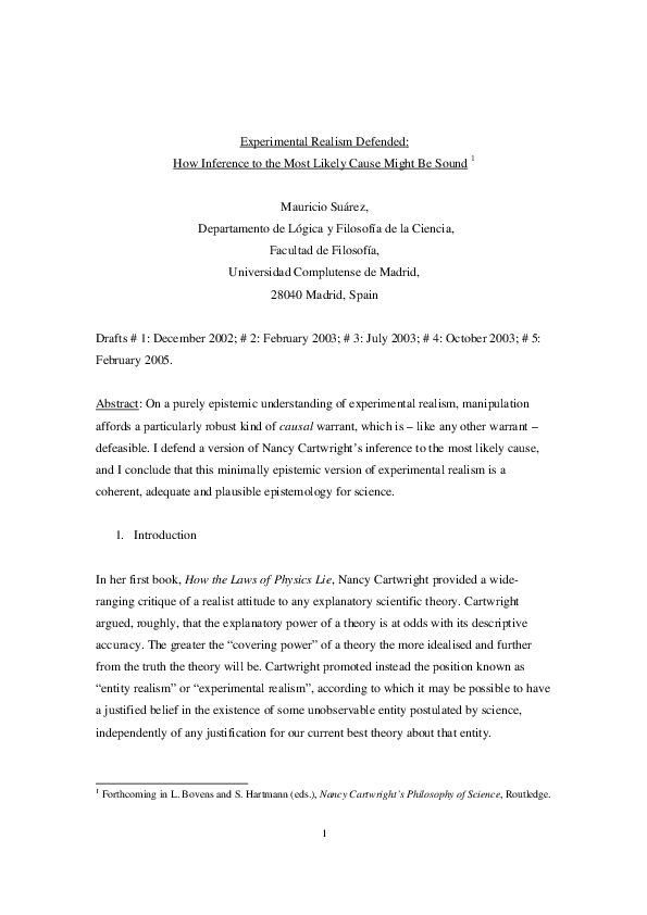 (PDF) Experimental Realism Defended: How Inference to the Most Probable ...
