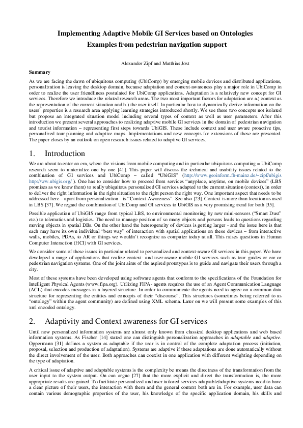 (PDF) Implementing adaptive mobile GI services based on ontologies