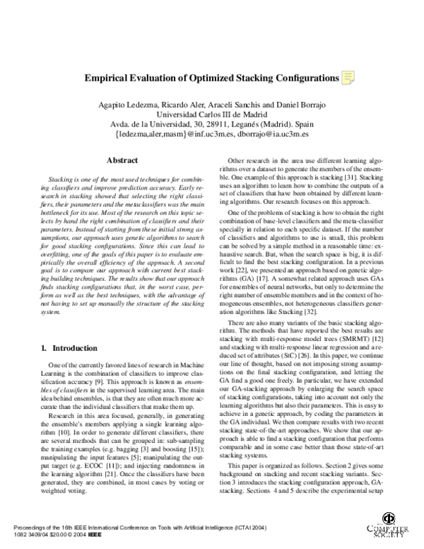 (PDF) Empirical evaluation of optimized stacking configurations