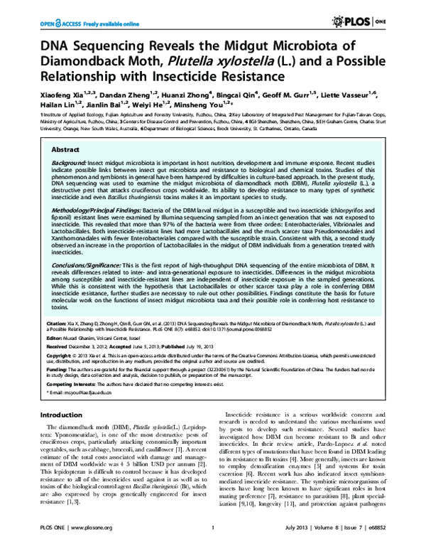 (PDF) DNA Sequencing Reveals the Midgut Microbiota of Diamondback Moth ...