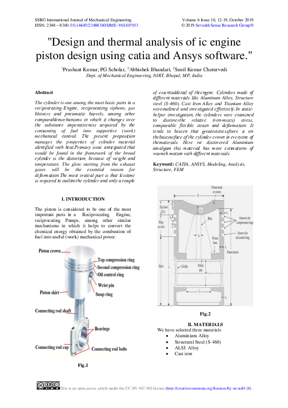 (PDF) Design and thermal analysis of ic engine piston design using catia and ansys software