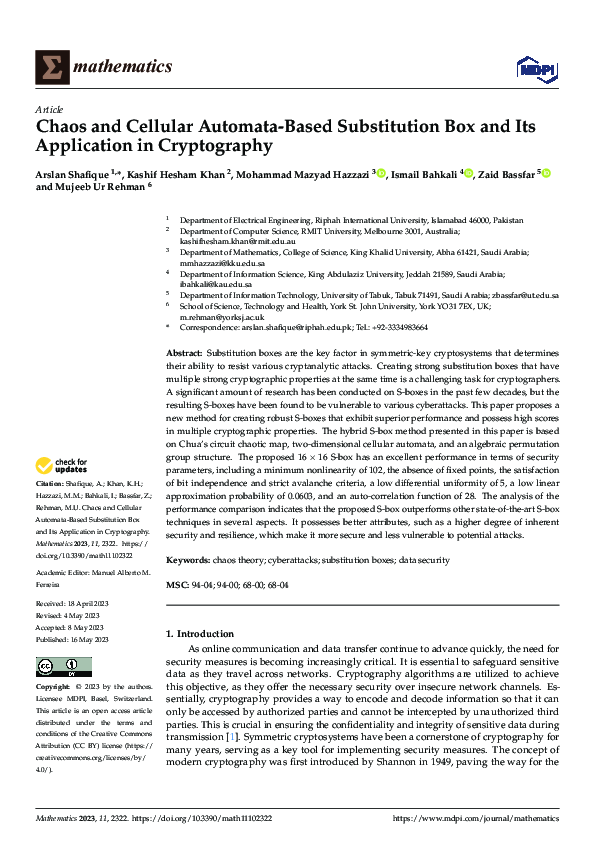Pdf Chaos And Cellular Automata Based Substitution Box And Its Application In Cryptography