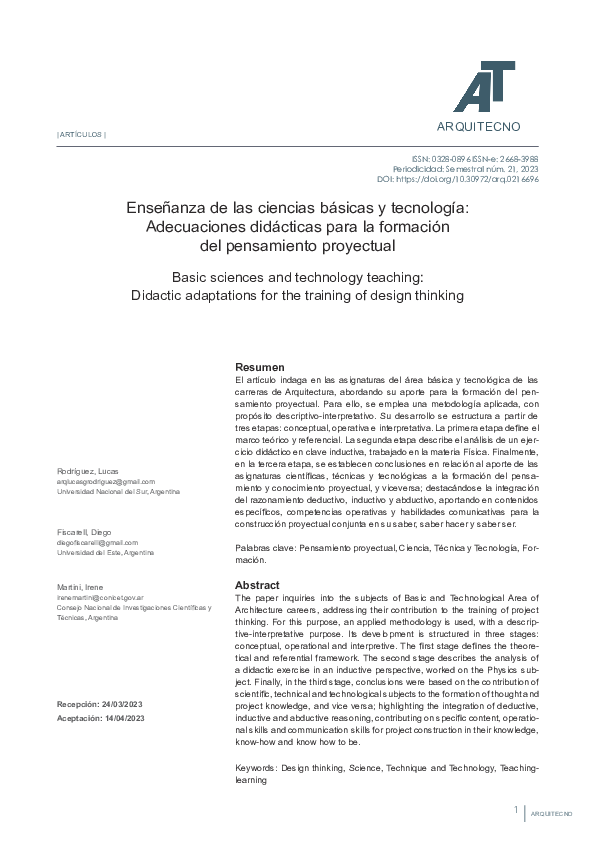 (PDF) Enseñanza de las ciencias básicas y tecnología: Adecuaciones didácticas para la formación ...