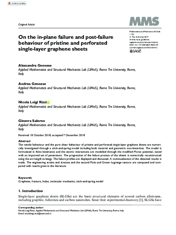 (PDF) On the in-plane failure and post-failure behaviour of pristine and perforated single-layer ...