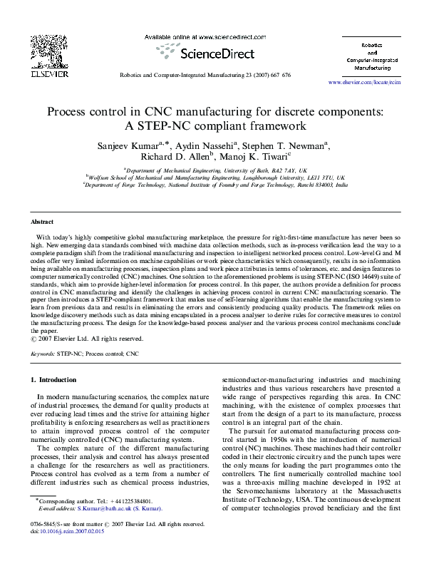 (PDF) Process control in CNC manufacturing for discrete components: A STEP-NC compliant framework