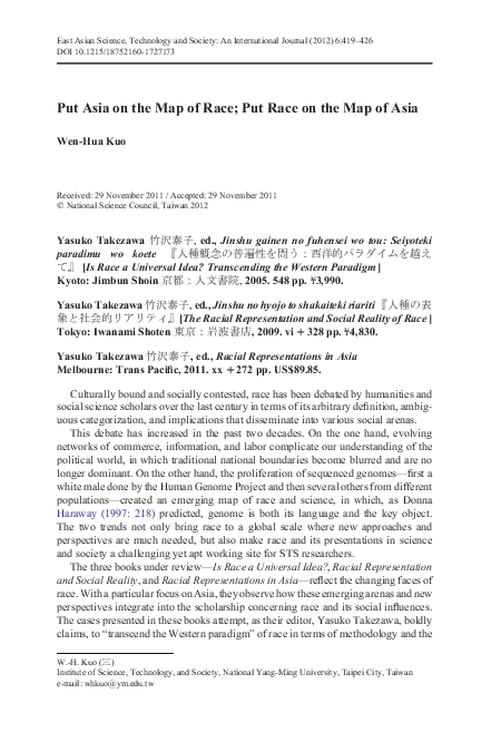 (PDF) Put Asia on the Map of Race; Put Race on the Map of Asia