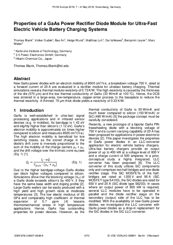 (PDF) Properties of a GaAs Power Rectifier Diode Module for Ultra-Fast Electric Vehicle Battery ...