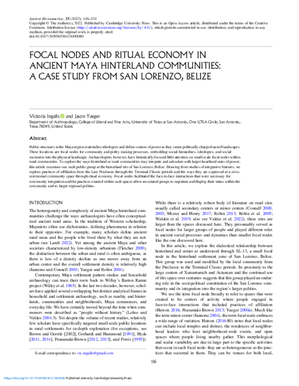 (PDF) Focal Nodes and Ritual Economy in Ancient Maya Hinterland Communities: A Case Study from ...