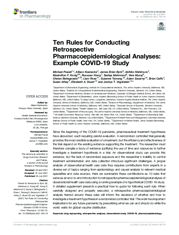 (PDF) Ten Rules for Conducting Retrospective Pharmacoepidemiological ...