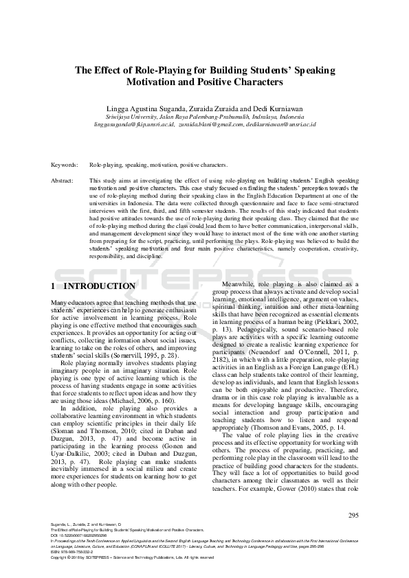 (PDF) The Effect of Role-Playing for Building Students’ Speaking ...