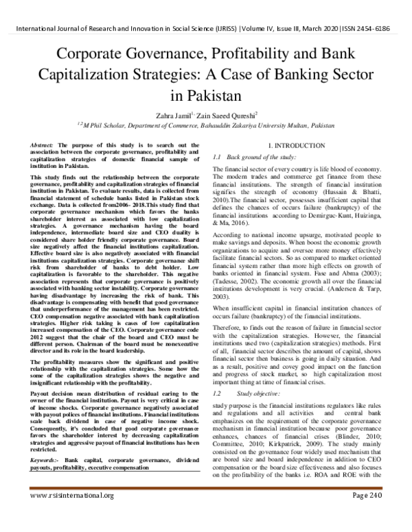 (PDF) Corporate Governance, Profitability and Bank Capitalization ...