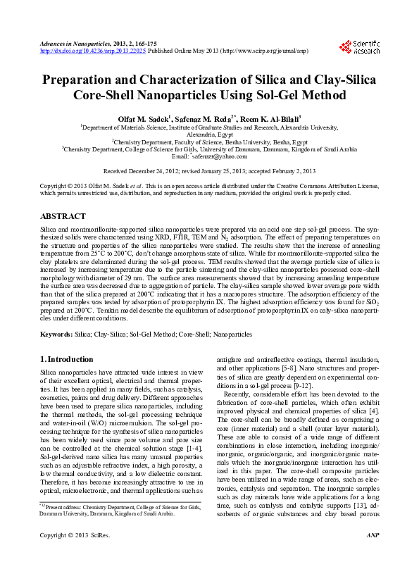 (PDF) Preparation and Characterization of Silica and Clay-Silica Core ...