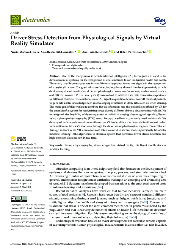(PDF) Driver Stress Detection from Physiological Signals by Virtual ...