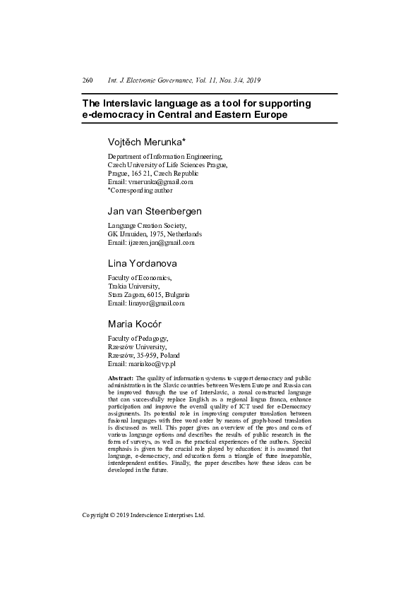 (PDF) The Interslavic language as a tool for supporting e-democracy in ...