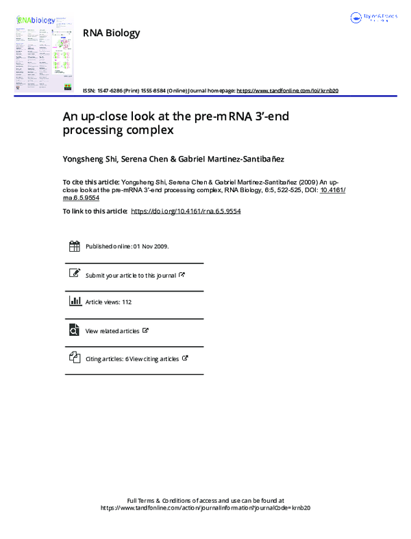 (PDF) An up-close look at the pre-mRNA 3’-end processing complex