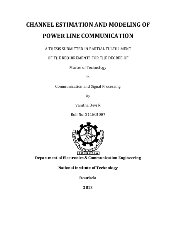 (PDF) Channel estimation and modeling of power line communication