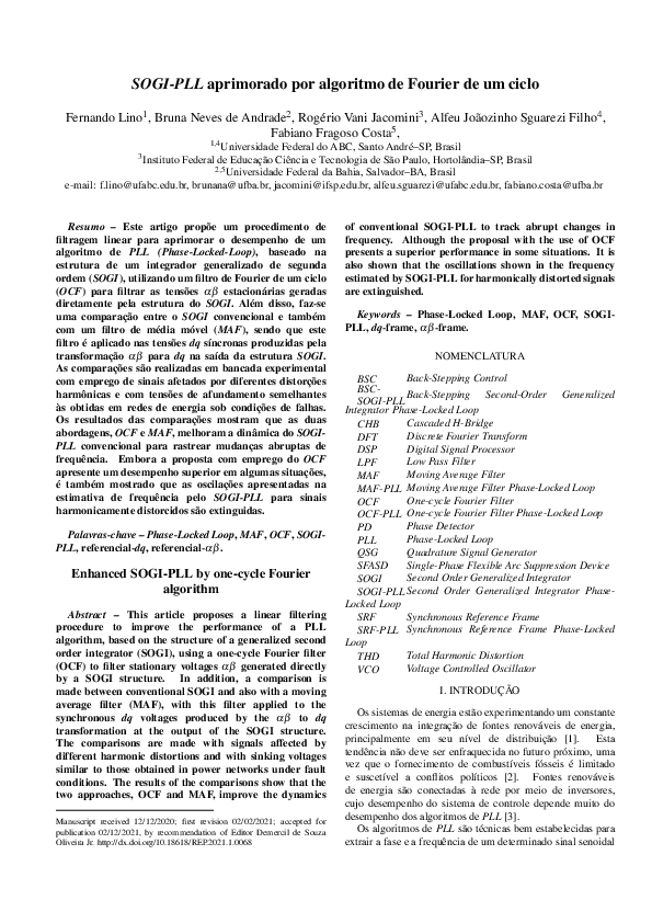 (PDF) Enhanced SOGI-PLL by one-cycle Fourier algorithm