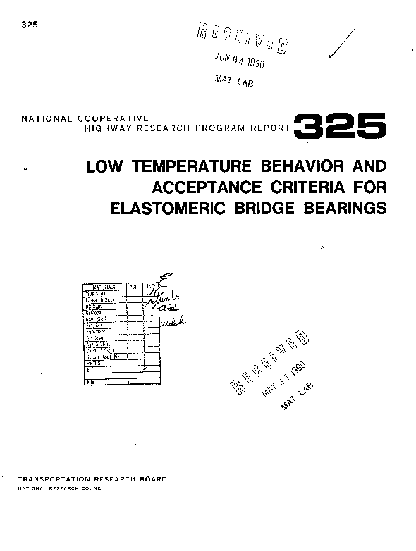 (PDF) Low Temperature Behavior and Acceptance Criteria for Elastomeric ...