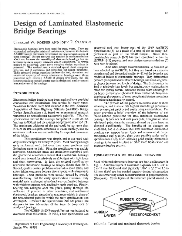 (PDF) Design of Laminated Elastomeric Bridge Bearings