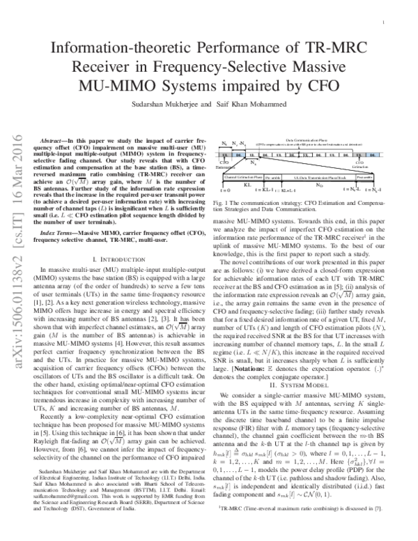 (PDF) Information-theoretic Performance of TR-MRC Receiver in Frequency-Selective Massive MU ...