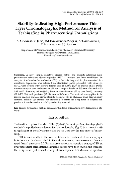 (PDF) Stability-indicating high-performance thin-layer chromatographic method for analysis of ...