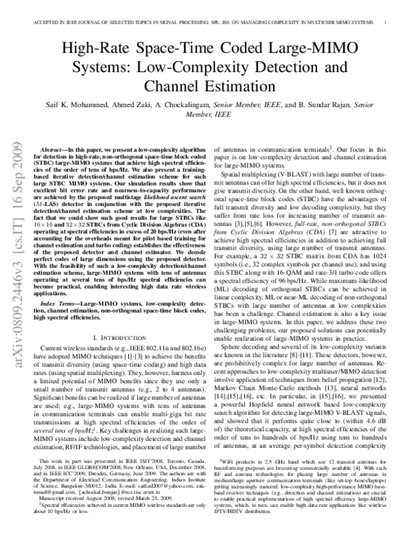 (PDF) High-Rate Space–Time Coded Large-MIMO Systems: Low-Complexity Detection and Channel ...