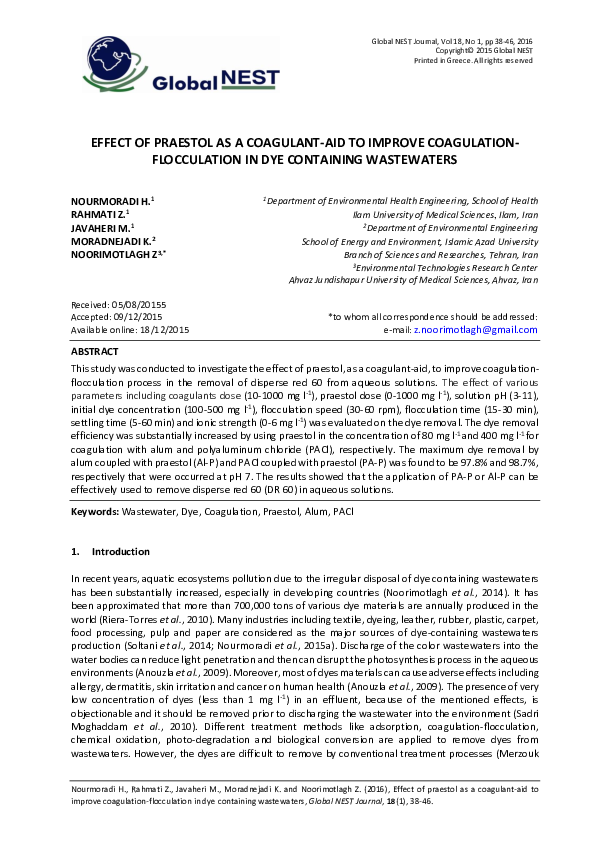 (PDF) Effect of Praestol as a Coagulant-Aid to Improve Coagulation ...