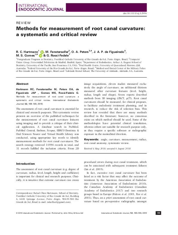 (PDF) Methods for measurement of root canal curvature: a systematic and ...