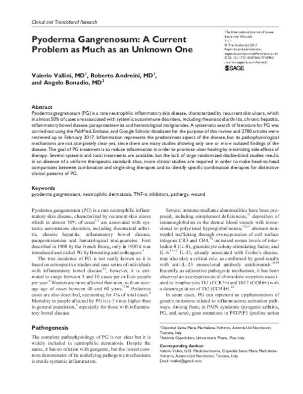 (PDF) Pyoderma Gangrenosum: A Current Problem as Much as an Unknown One