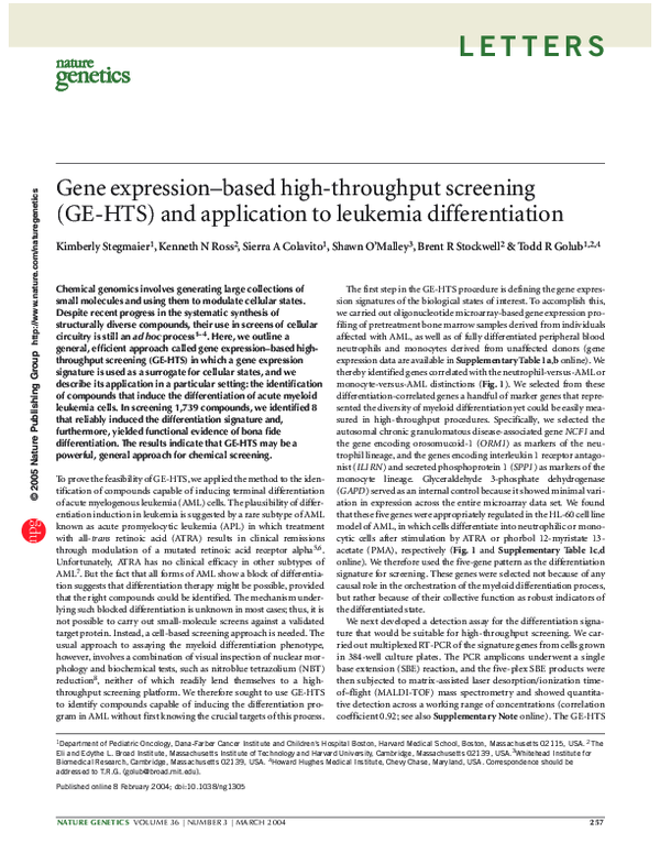(PDF) Gene expression–based high-throughput screening(GE-HTS) and ...