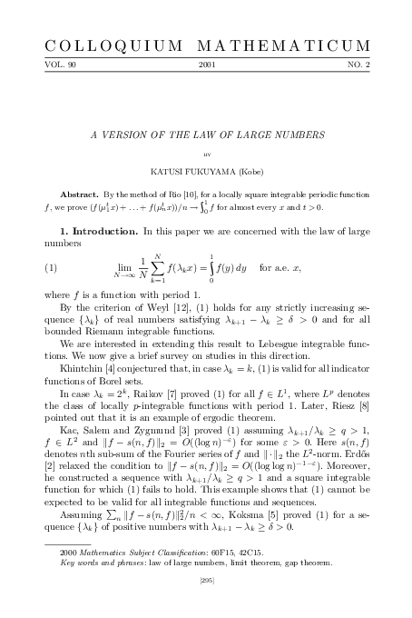 (PDF) A version of the law of large numbers