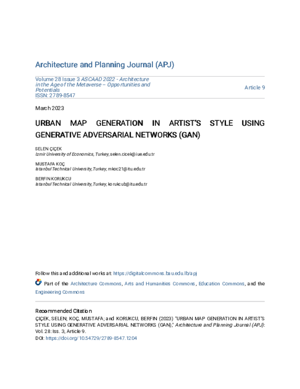 (PDF) Urban Map Generation in Artist’s Style Using Generative Adversarial Networks (Gan)