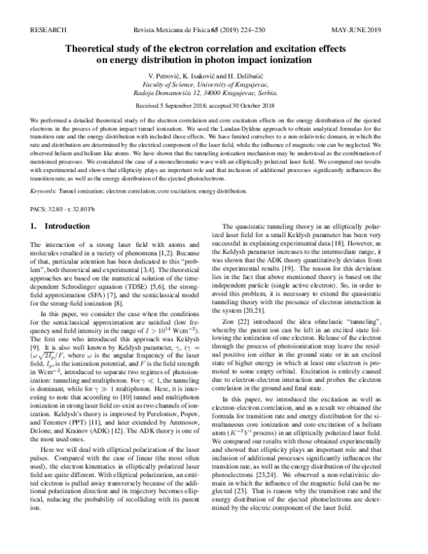 (PDF) Theoretical study of the electron correlation and excitation effects on energy ...