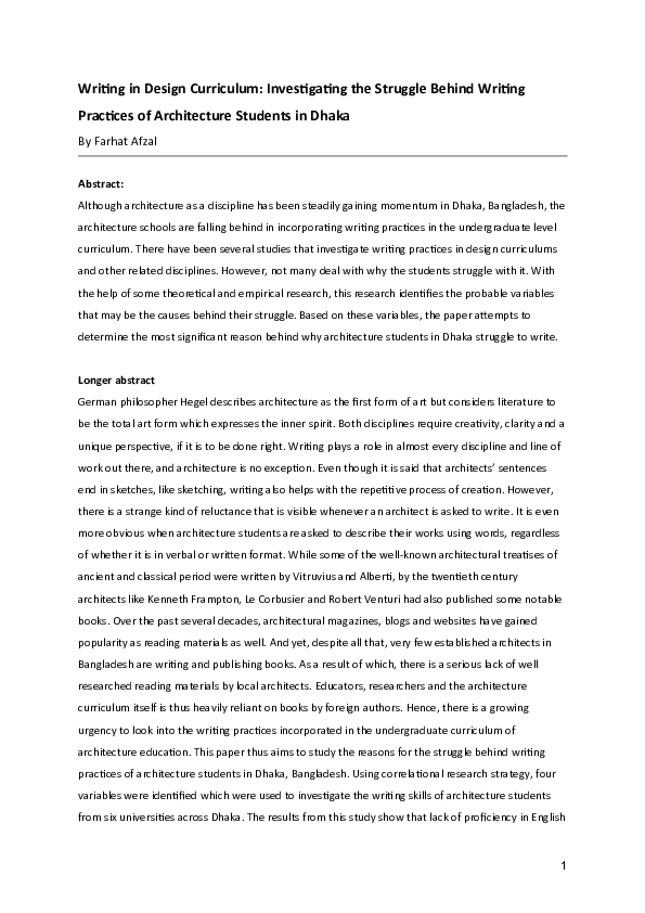 (DOC) Writing in Design Curriculum: Investigating the Struggle Behind ...