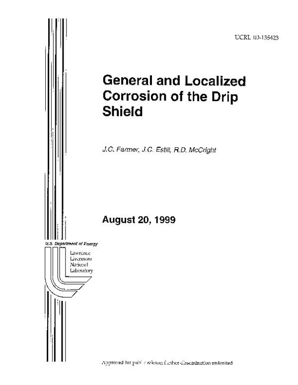 (PDF) General and localized corrosion of the drip shield