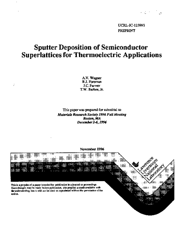 (PDF) Sputter Deposition of Semiconductor Superlattices for ...